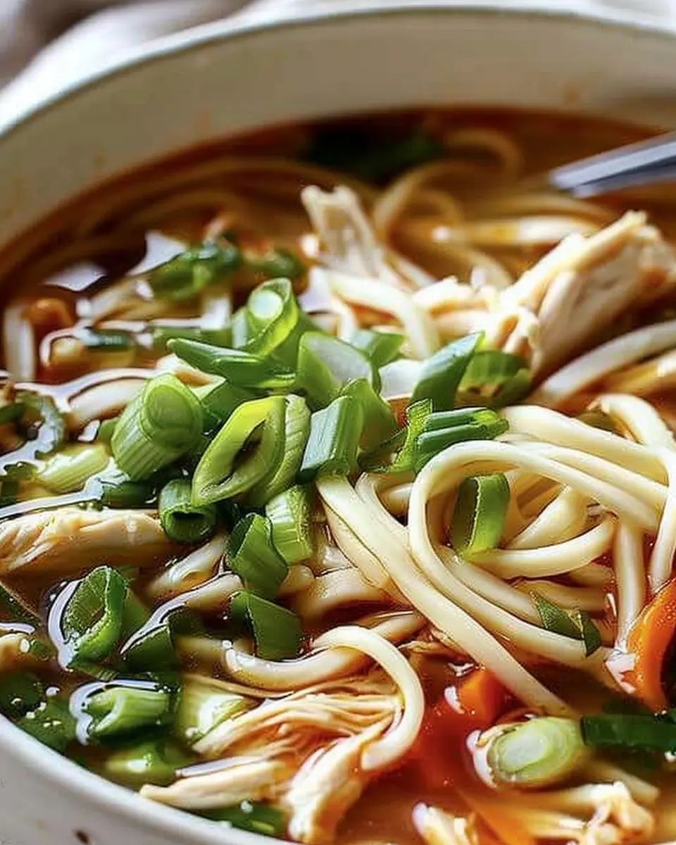 aromatic ginger scallion chicken noodle soup